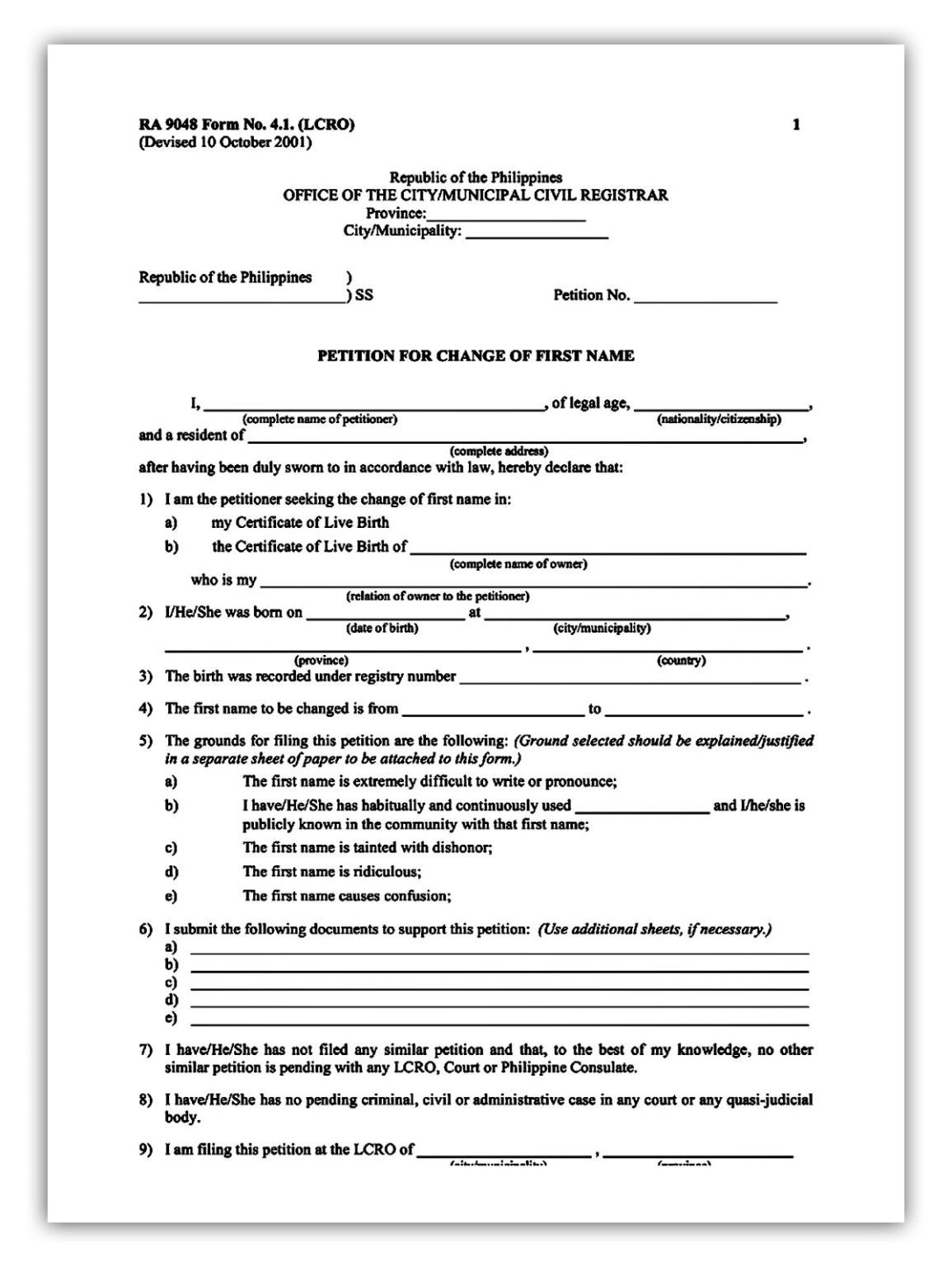 Petition for Change of First Name (Step by Step Process and ...