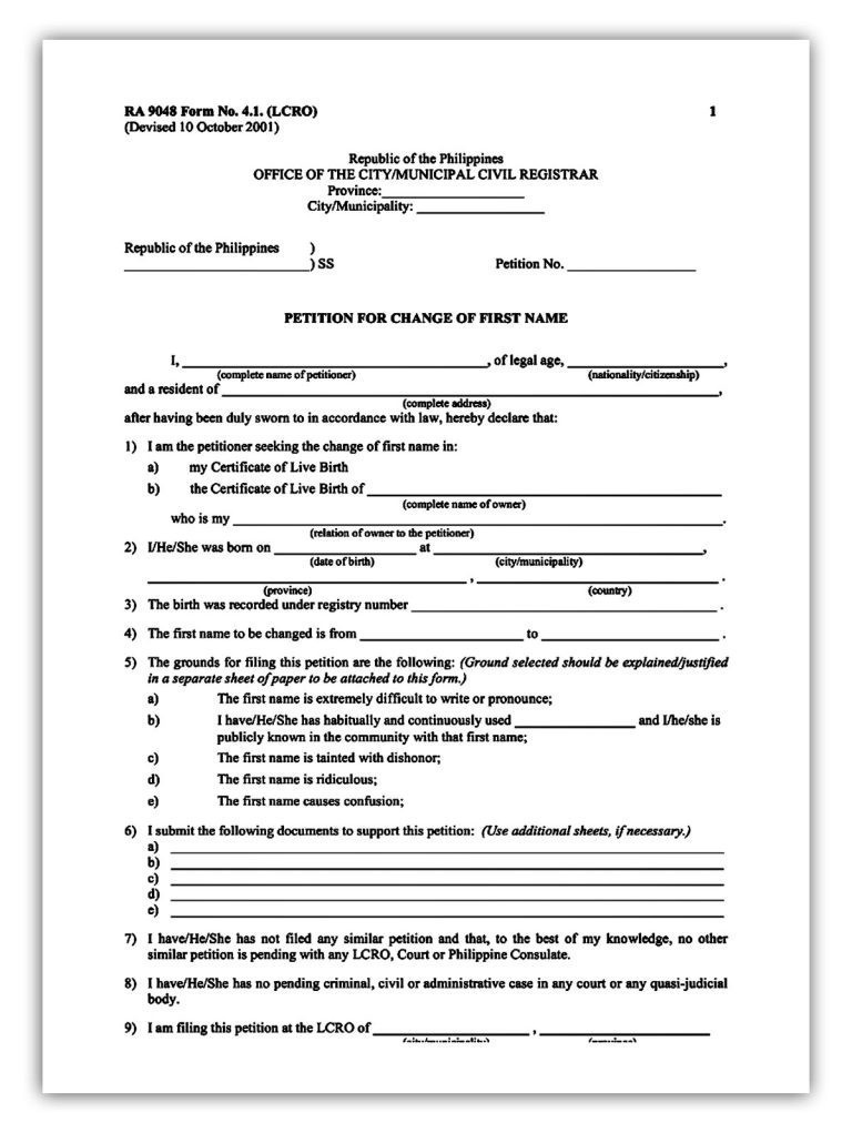 Petition for Change of First Name (Step by Step Process and ...