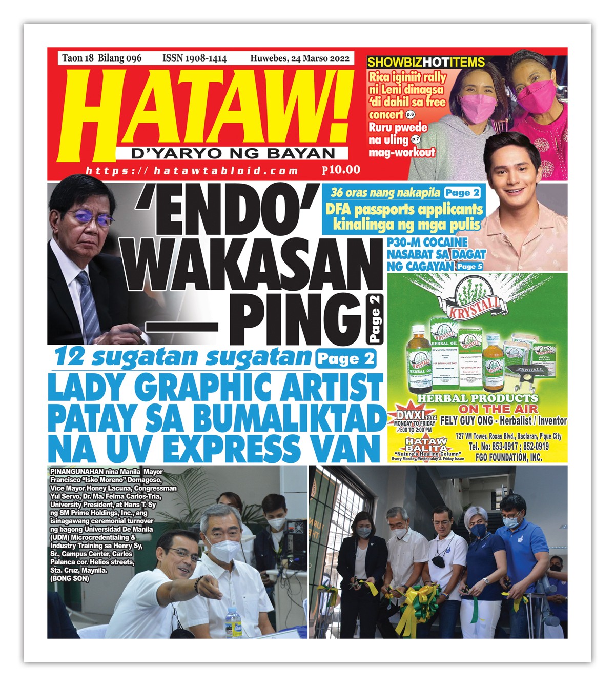 ‘Endo’ wakasan — Ping | HATAW! D'yaryo ng Bayan