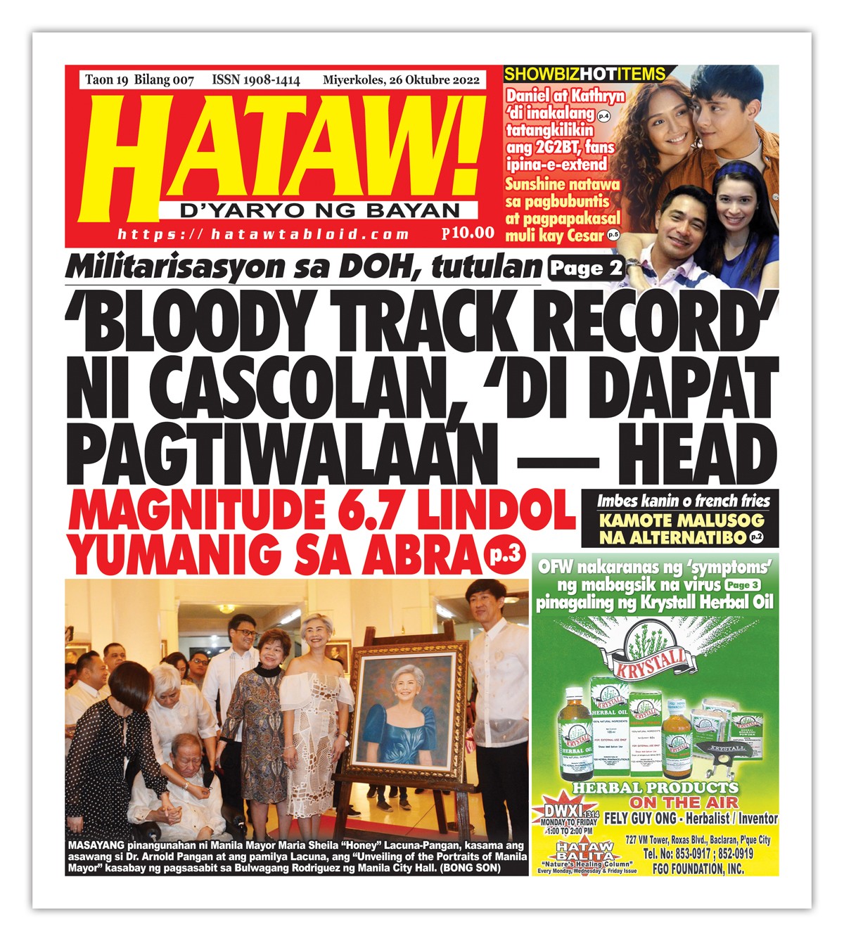 Militarisasyon sa DOH, tutulan ‘BLOODY TRACK RECORD’ NI CASCOLAN, ‘DI ...