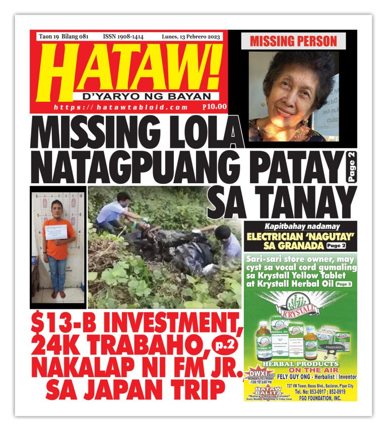 Missing lola natagpuang ‘kalansay’ sa Tanay, Rizal | HATAW! D'yaryo ng ...