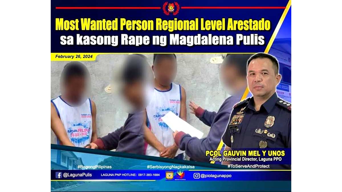 Sa kasong Statutory Rape LAGUNA REGIONAL LEVEL NA MWP INARESTO NG ...