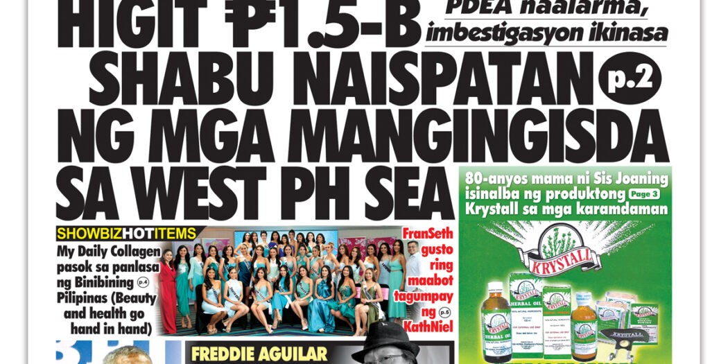 PDEA naalarma, imbestigasyon ikinasa HIGIT P1.5-B SHABU NAISPATAN NG MGA MANGINGISDA SA WEST PH ...