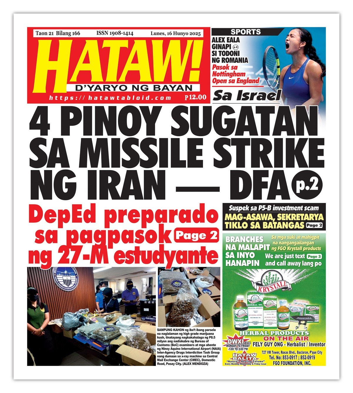 Sa Israel 4 PINOY SUGATAN SA MISSILE STRIKE NG IRAN – DFA | HATAW! D ...