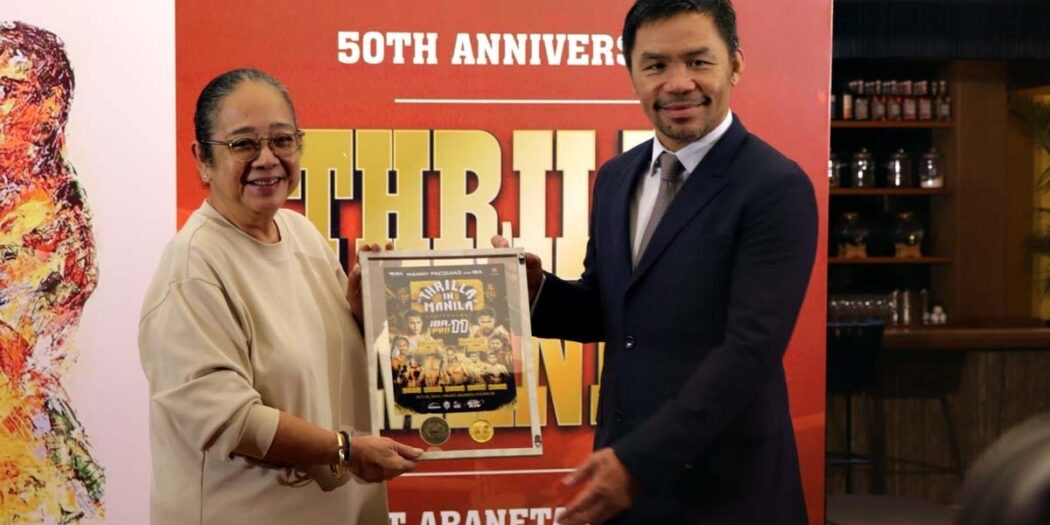 Sa ika-50 anibersaryo ng Thrilla in Manila SMART ARANETA COLISEUM ...