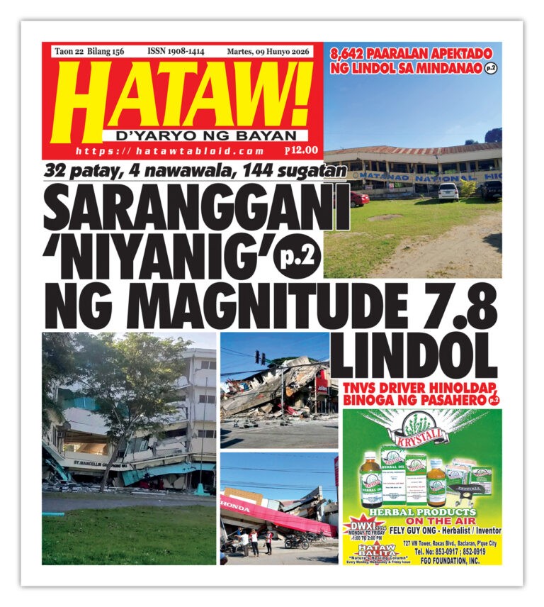 32 patay, 4 nawawala, 144 sugatan SARANGGANI ‘NIYANIG’ NG MAGNITUDE 7.8 ...