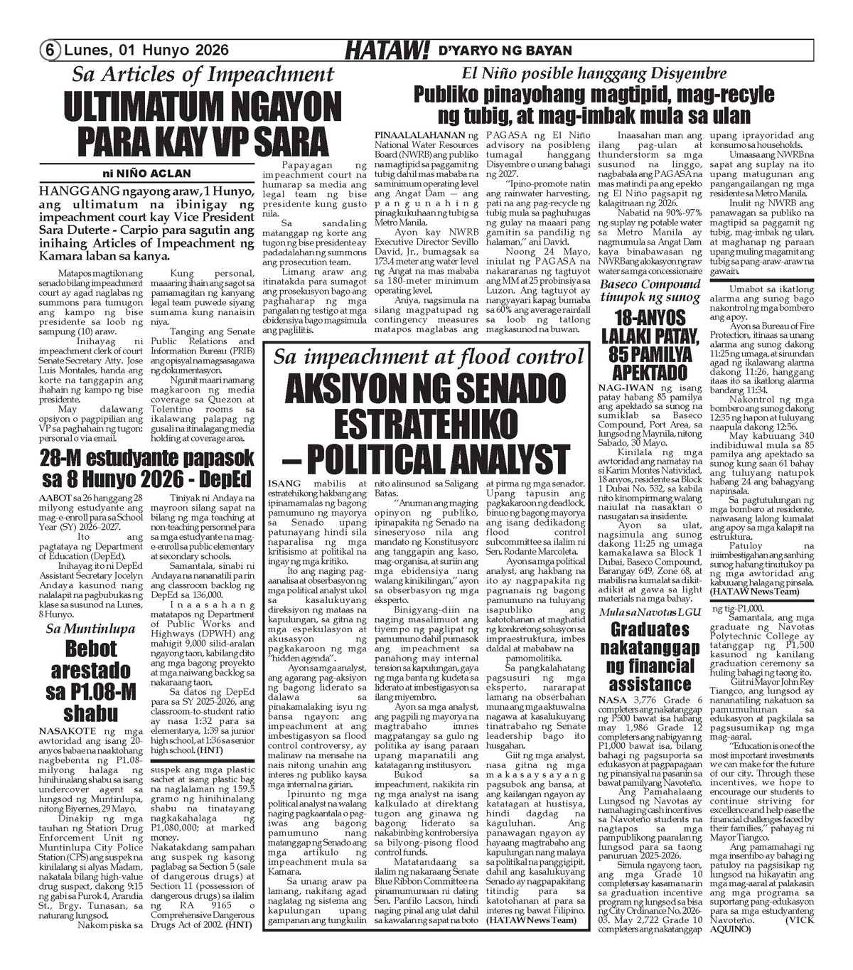 HATAW! D'yaryo ng Bayan (01 June 2026) | HATAW! D'yaryo ng Bayan